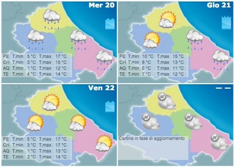 Il tempo. domani nuvole e piogge diffuse da nord a sud - Meteo - Abruzzo24ore