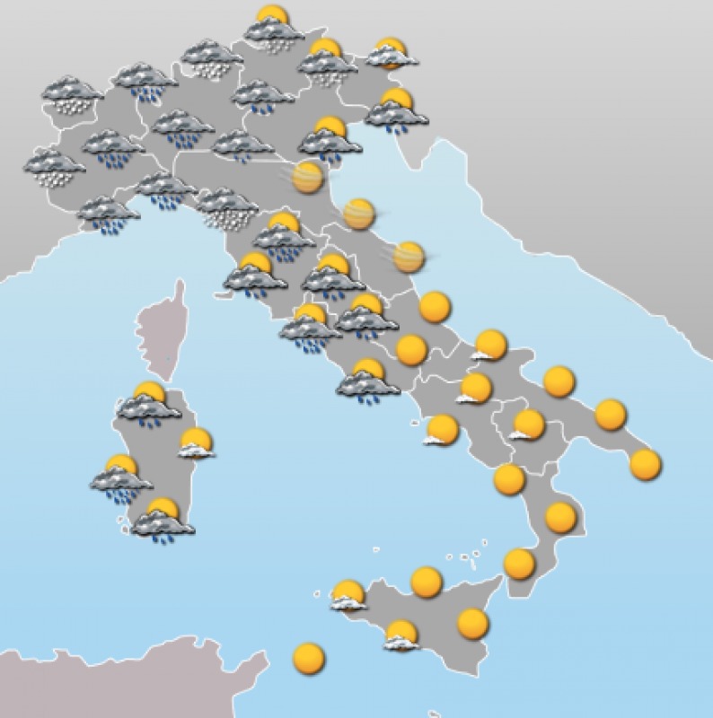 Il tempo: precipitazioni diffuse durante il week end sull'Italia ...