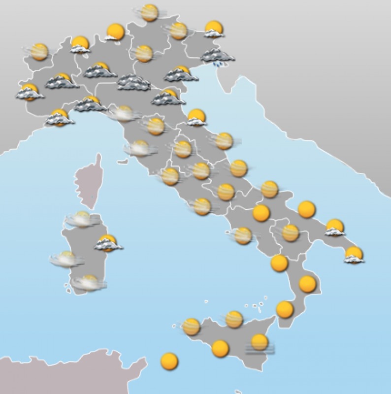 Il tempo: domani nuvole irregolari, piogge sparse al Nord - Meteo - Abruzzo24ore