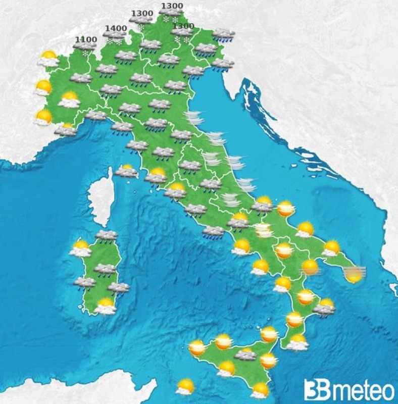 Fine settimana con maltempo diffuso su tutta la Penisola - Meteo Roma - Abruzzo24ore