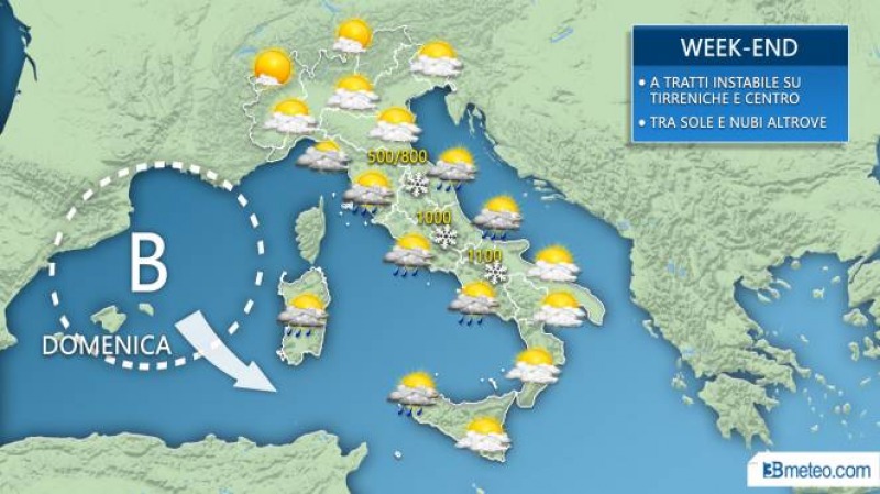 Perturbazioni in transito sulla Penisola, week end Pioggia e Neve in collina e temperature in ...