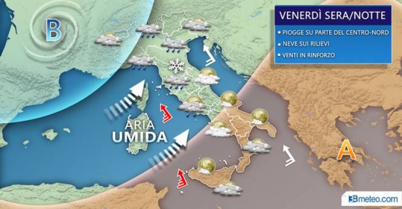 Week end con cambio meteo,arrivano piogge e neve - Meteo Roma - Abruzzo24ore