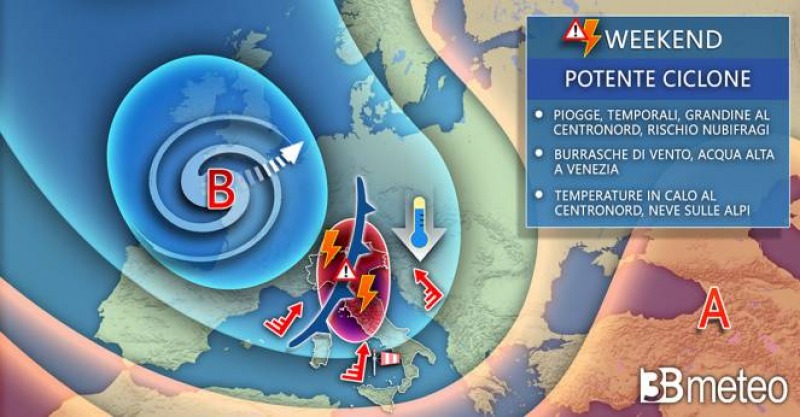 Weekend con temporali, grandine, neve e venti di burrasca - Meteo Roma - Abruzzo24ore
