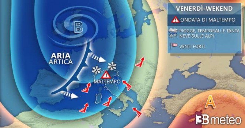 Forte perturbazione tra venerdì e il week end Maltempo e tanta neve sulle Alpi, anche a bassa ...