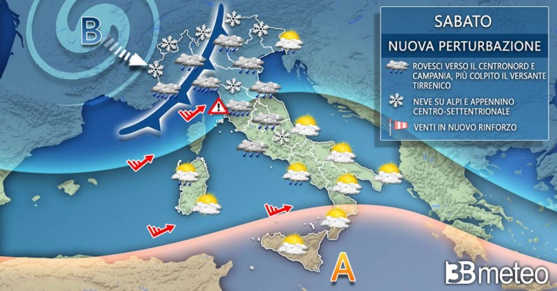 Nuova ondata di maltempo in arrivo sull'Italia, week end con pioggia neve e vento forte - Meteo ...