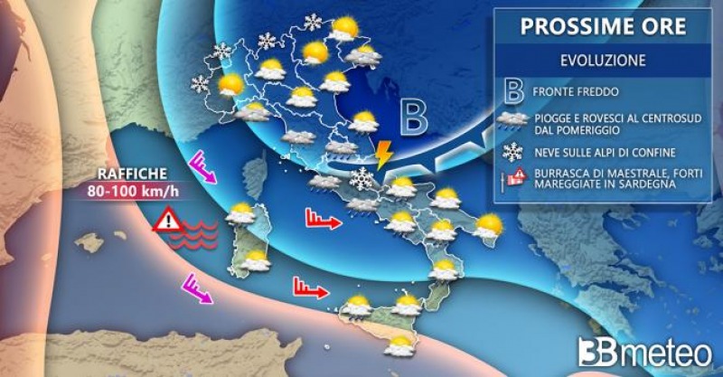 Fronte freddo in arrivo con pioggia, vento forte e neve su parte d’Italia - Meteo Roma ...