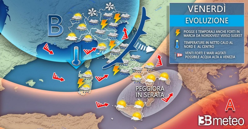 Vortice di maltempo sulla Penisola, forti piogge con allerta maltempo su diverse regioni - Meteo ...