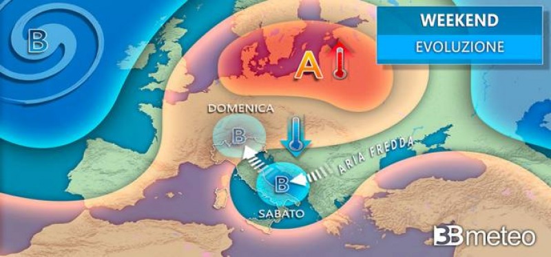 Weekend con vortice freddo, piogge, rovesci e neve sulla Penisola - Meteo Roma - Abruzzo24ore